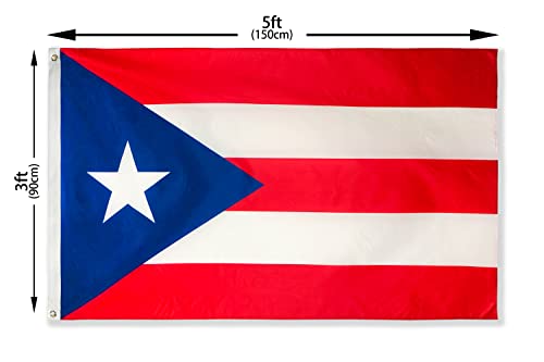 DANF Puerto Rico Flag 3x5 Foot Polyester Puerto Rican National Flags Polyester with Brass Grommets 3 X 5 Ft