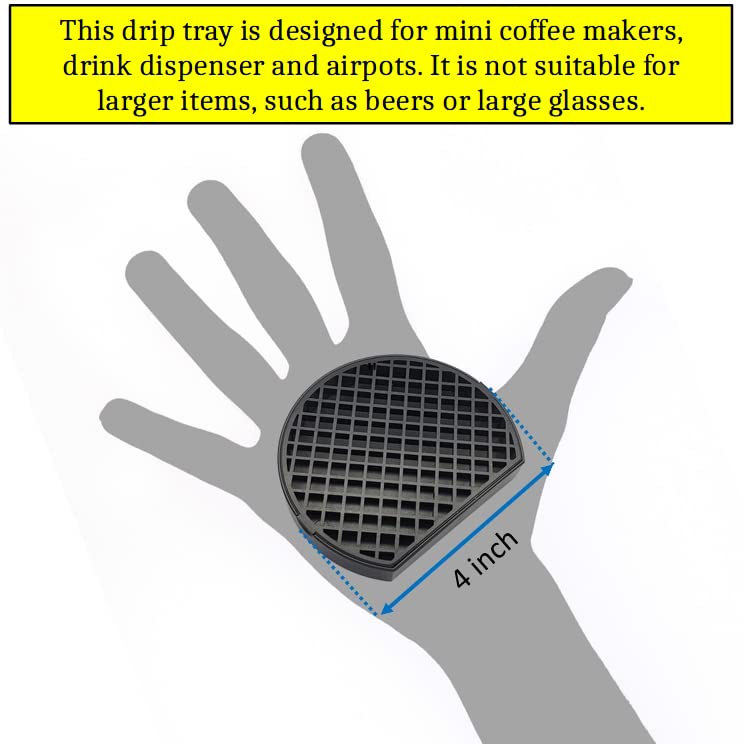 Coffee Drip Catcher 4 inches Small Drip Tray for Drink Dispenser Espresso Machine Carafe Tea Station Water Urn Durable ABS Plastic, Black, PDT0627S