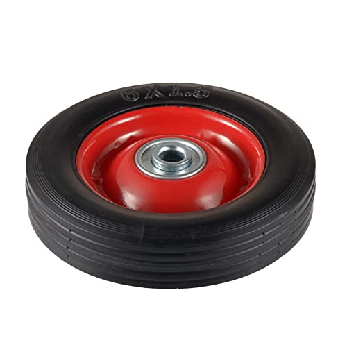 CCTVMTST 2pcs 6inch x 1.5inch Hand Truck Wheels with Ball Bearings, 0.5β Bore Hole Diameter Solid Rubber Wheel Assemblies (XJY001)