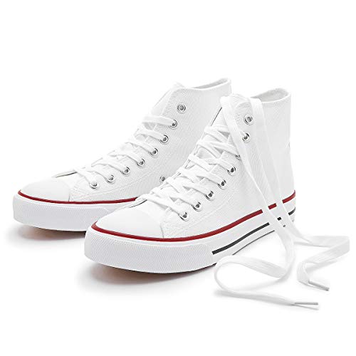 hash bubbie Women's High top Sneakers Classic High Tops Canvas Shoes for Women Lace up Tennis Shoes Fashion Canvas Sneakers Casual Shoes for Walkingďź White,US8ďź