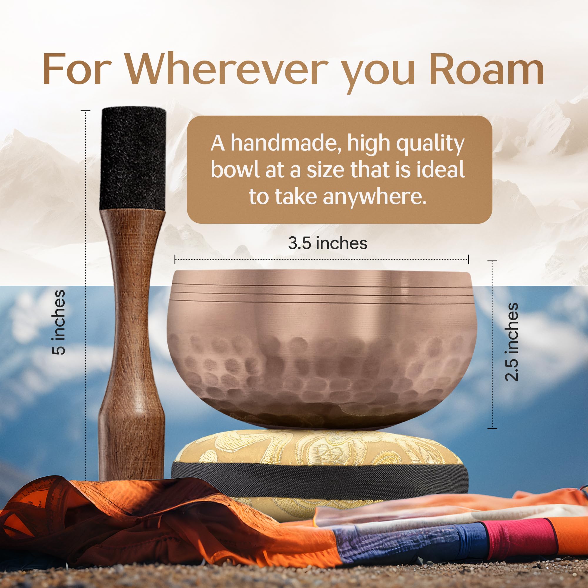 Tibetan Singing Bowl Set β Authentic Hand-Tuned Sound Bowl for Meditation β Complete Meditation Bowl Kit with Cushion, Mallet & Guide β Perfect Tibetan Bell for Yoga, Relaxation, & Sound Healing