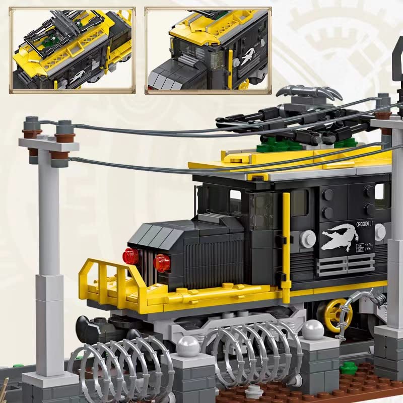 BDYDT Train Crocodile Locomotive Building Blocks Sets(669 Pieces) The Train Building Block Set restores The Iconic Crocodile Locomotive; Great Gift Idea for Train Enthusiasts Lovers