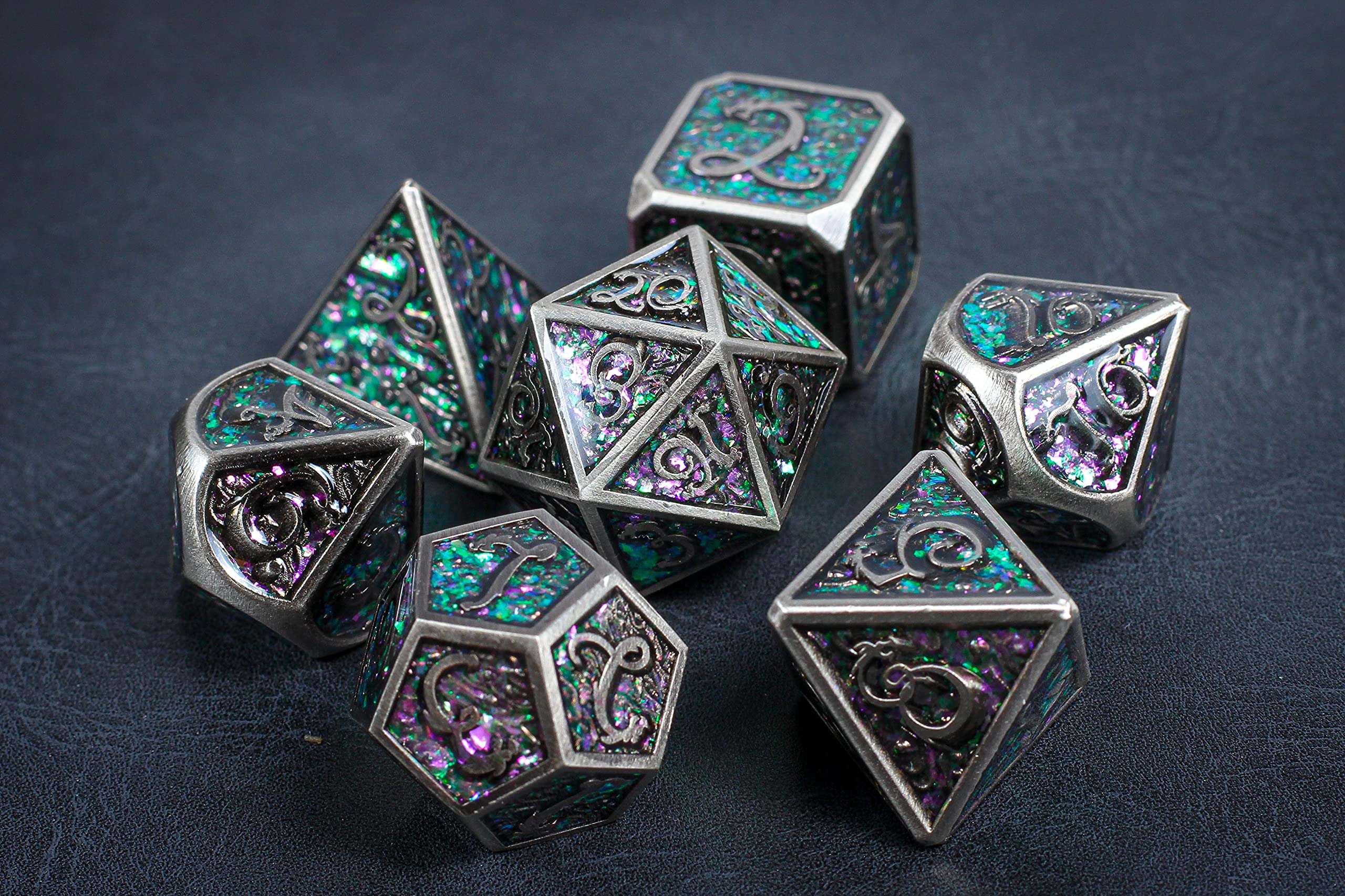 Mystical Forest of Elf DND Metal Dice Set for Dungeons and Dragons Gifts, D&D, D and D, Pathfinder, Accessories, D20, Polyhedral, Resin Dice, Metal, Dice Tray, Tower, Bag, Box