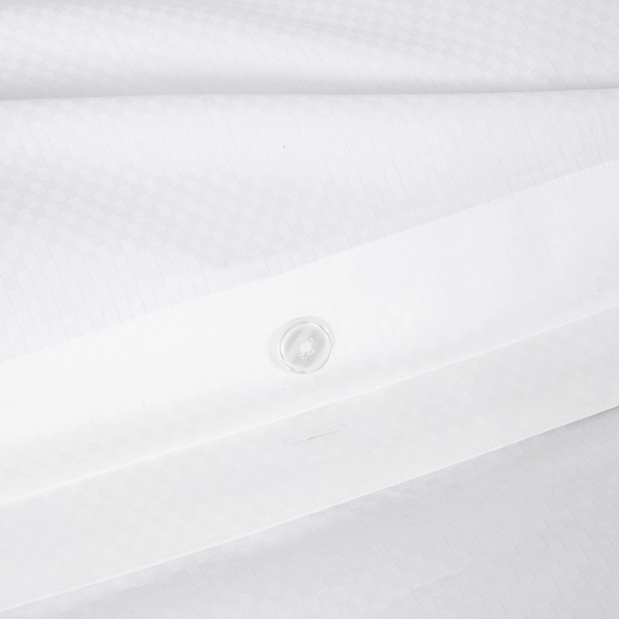 H by Frette Checkered Sateen Junior Suite Bed Bundle (California King) - Luxury All-White Bedding Bundle/Includes Pillowcases, Top Sheet, Fitted Sheet, and Duvet Cover