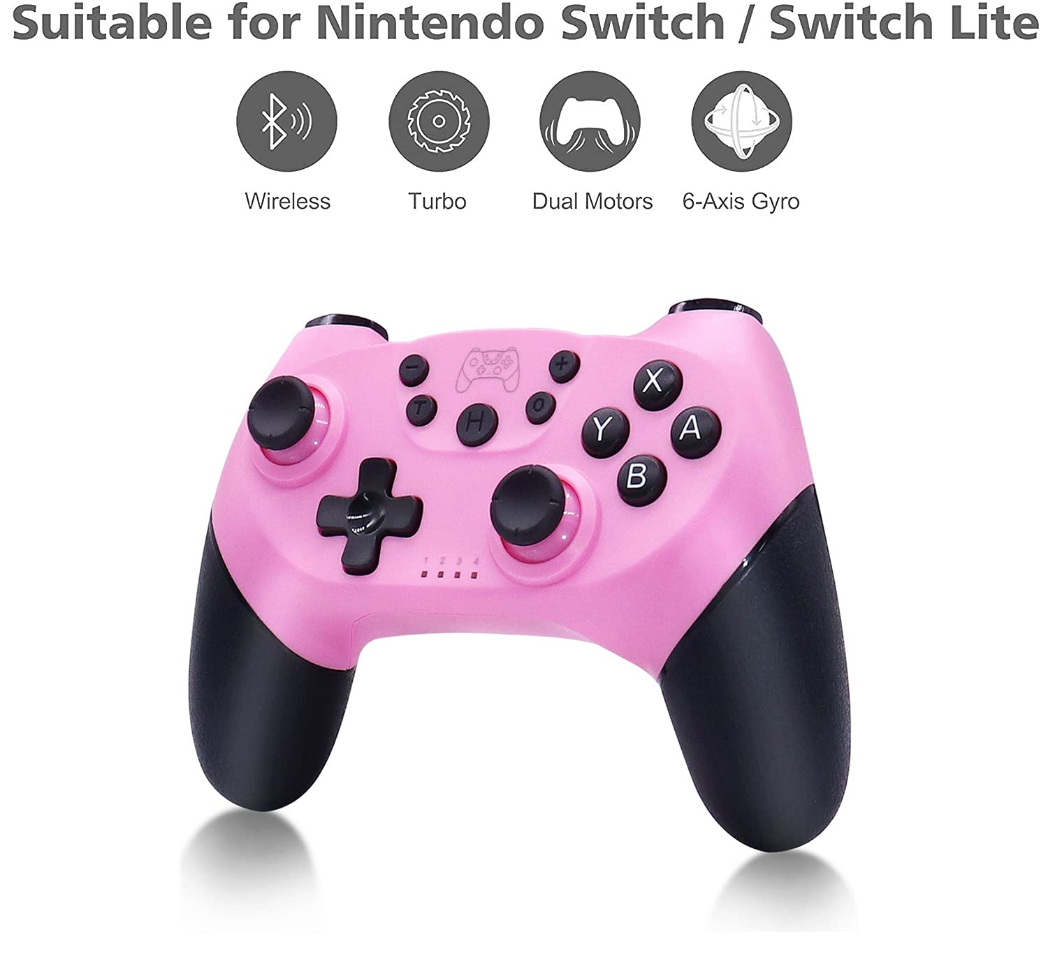 Rzzhgzq [2024 New Version] Wireless Controller for Switch/Switch Lite,Pink Switch Pro Controller Gamepad Joypad Remote with Gyro Axis, Turbo and Adjustable Dual Shock Wireless Controller for Girl