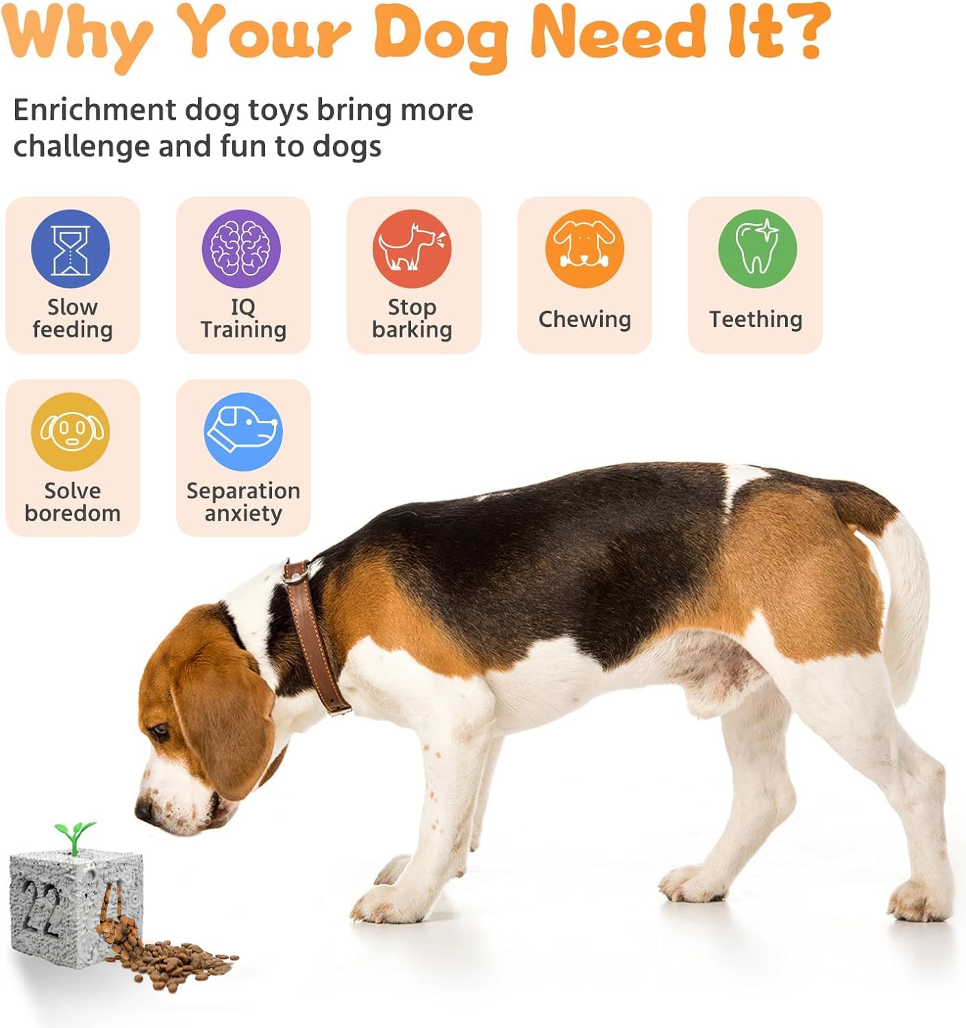 Dog Chew Block Toy - Interactive Slow Feeder Pet Toys for Medium or Large Dog Breeds - Indestructible Paw Cube Dispensing Toy Great for Aggressive Chewer | Natural, Recyclable and Eco-Friendly Rubber