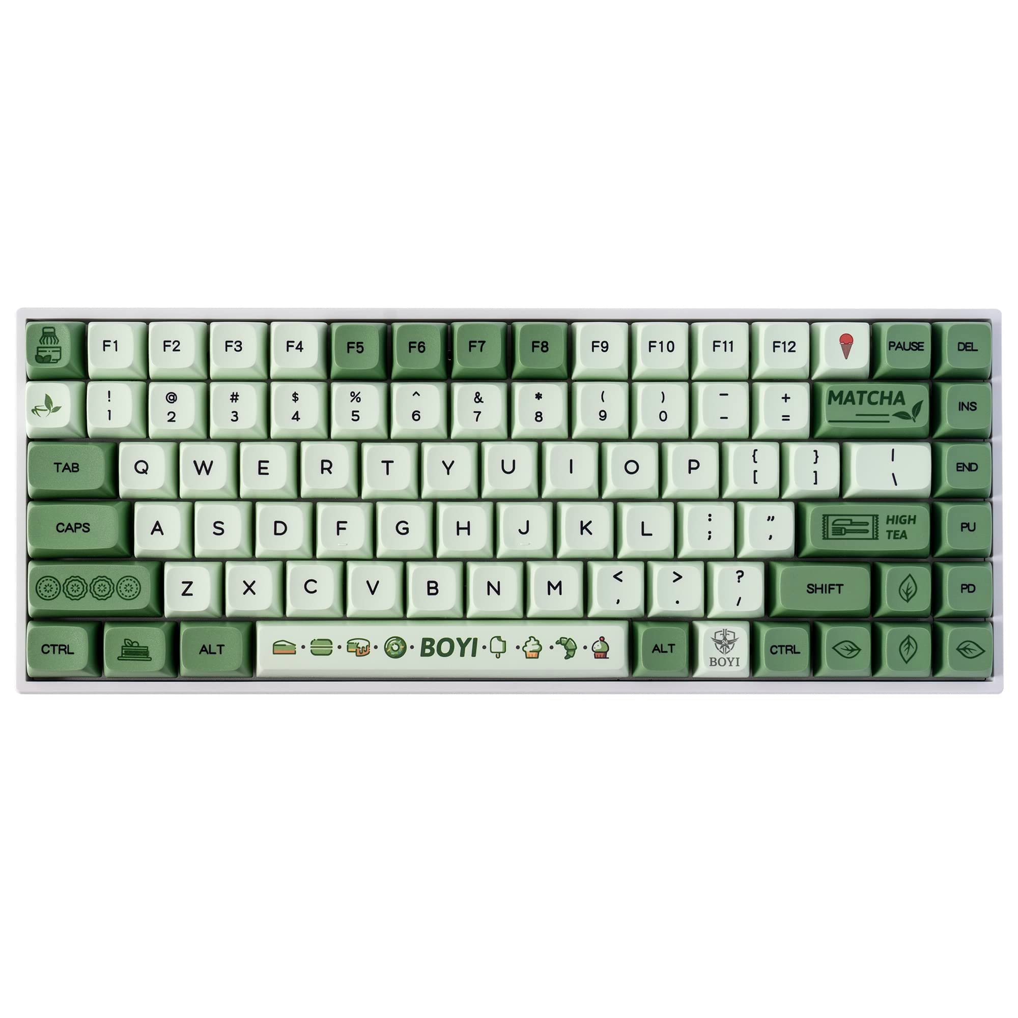 BOYI KD84 Hot Swappable 75% Compact Gateron Yellow Switch Keyboard, Bluetooth 5.0/Wireless 2.4G/Wired Type-C Tri-Mode N-Key Rollover RGB Mechanical Gaming Keyboard (BOYI Matcha XDA Keycaps)