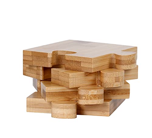 Coast2Coaster Wooden Bamboo Puzzle Coasters for Drinks and Trivet for Hot Pots, Pan Pad Holder, Countertops, End Tables, Coffee