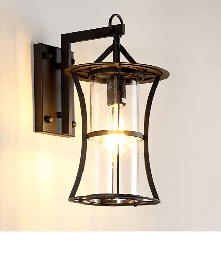 Vintage Glass Wall Sconce Fixtures, Black Glass Light,Porch Indoor Outdoor Garden Decorative Restaurant Home Bar Bedroom Bedside Corridor Decoration (No Bulb)