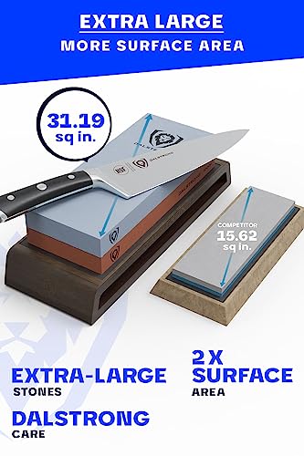 Dalstrong Premium Whetstone Kit - #1000/#6000 Knife Sharpening Kit - Extra Large Grit Stones - Top-Grade Corundum - Thick Knife Sharpening Stone - Hand Crafted Acacia Wood - Whetstone Knife Sharpener