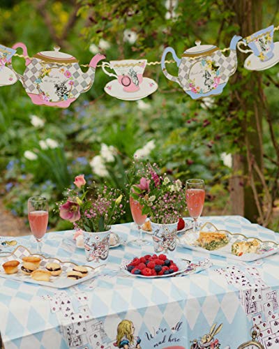 Talking Tables Truly Alice Hanging Teapot Bunting (13 Ft.) for a Tea Party, Multicolor