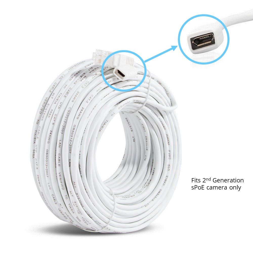 Zmodo W-USB015 50ft Network Cable for sPoE NVR Kit with USB Port