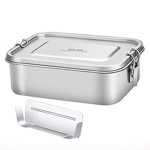 G.a HOMEFAVOR Divided Stainless Steel Bento Box, 2 Compartments Lunch Box, Lock Clips Design, 1200ML Metal Lunch Box Containers, Steel Lunch Box, Sandwich Container - Dishwasher Safe - Leak Proof