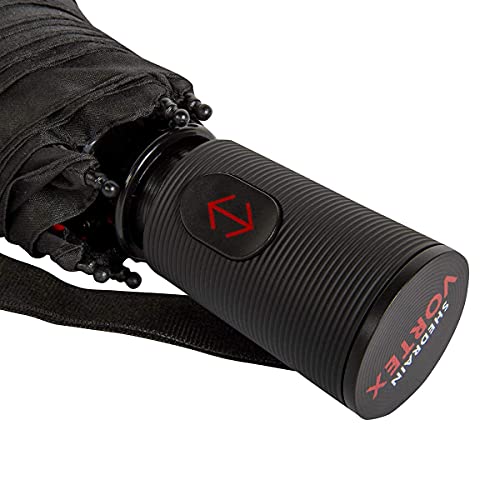 ShedRain Vortex Automatic Compact Folding Windproof Travel Umbrella β Push Button Open & Close - Rain & Windproof Vented Double Canopy β Protect from Rain, Sun & Wind - Wind Tunnel Tested to 75 mph (Black)