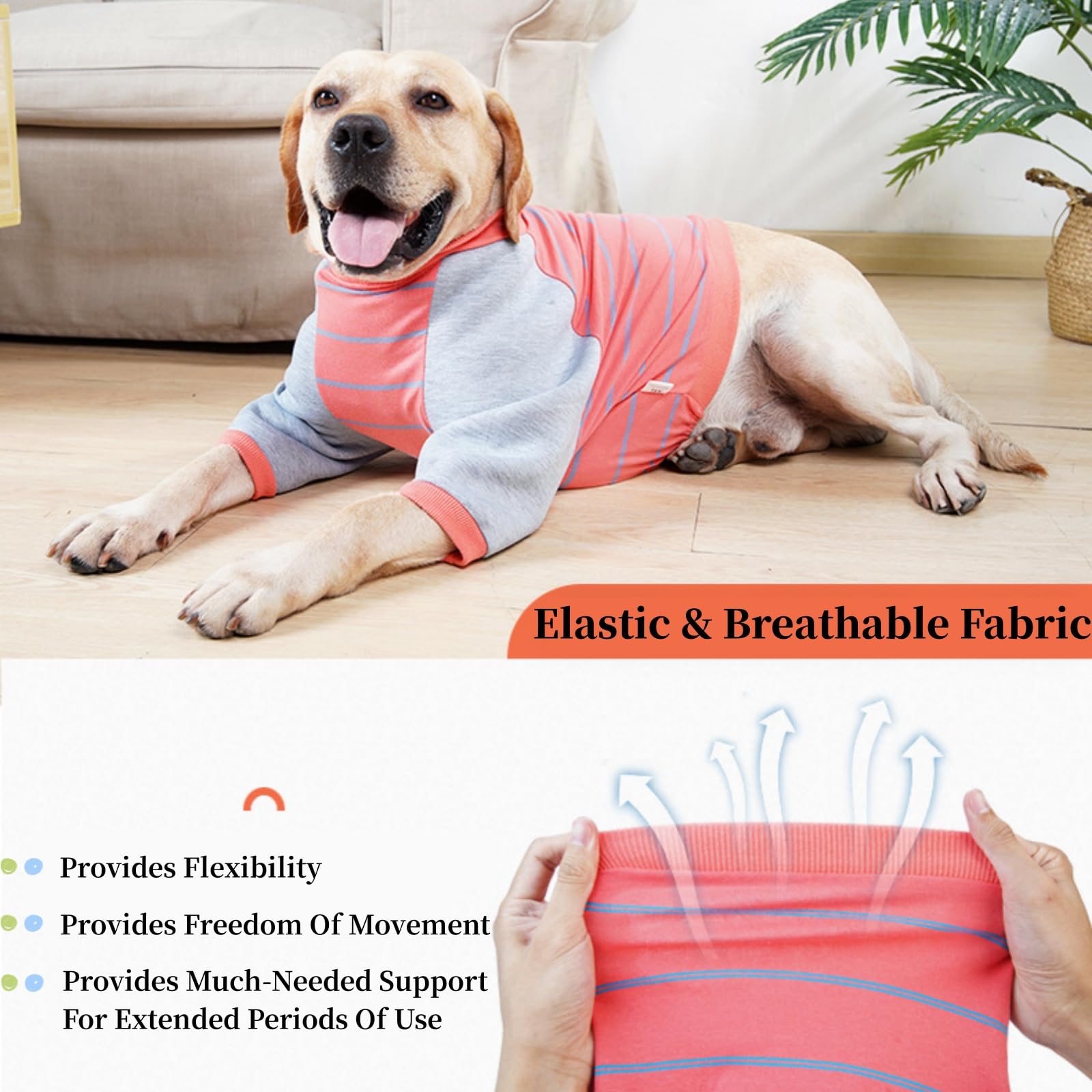 Dog Elbow Protector for Calluses, Dog Post Operative Protection Shirt, Dog Surgery Recovery Suit Clothes Front Leg Braces Elbow Dysplasia, Cone Collar Alternative for Sprain Arthritis Joint Care, L