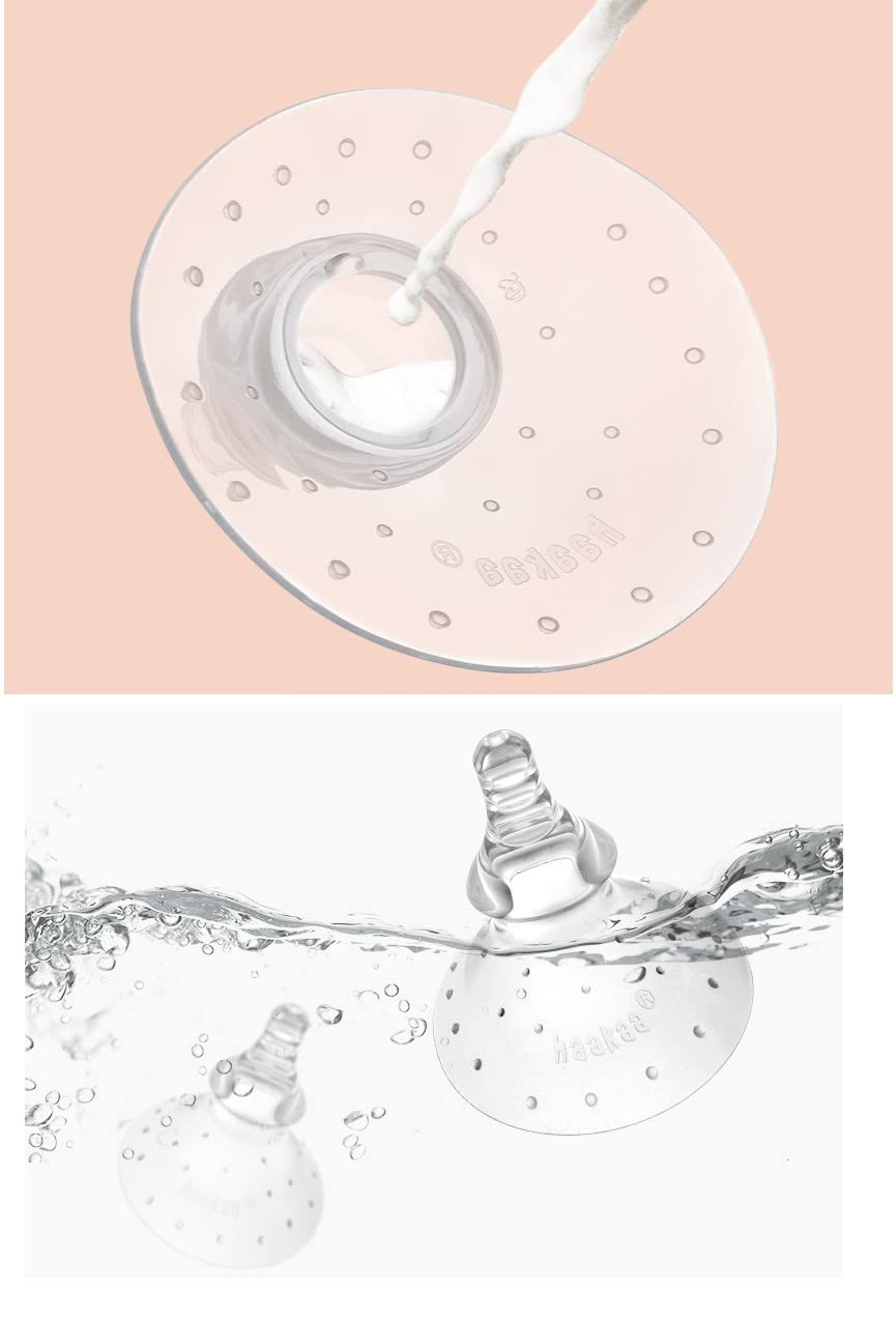 haakaa Breastfeeding Nipple Shield - Protect Sore, Inverted Nipples for Breastfeeding Mom, Non Slip Nipple Teat, Variable Flow Non-Toxic - Round Shape