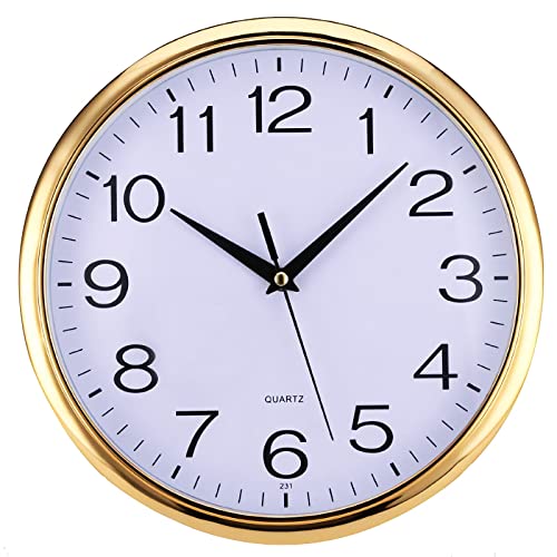 LAIGOO 12 inch Gold Wall Clock Analog, Silent Non-Ticking, Decorative Modern Wall Clock Battery Operated for Living Room Bathroom Bedroom Kitchen Office School