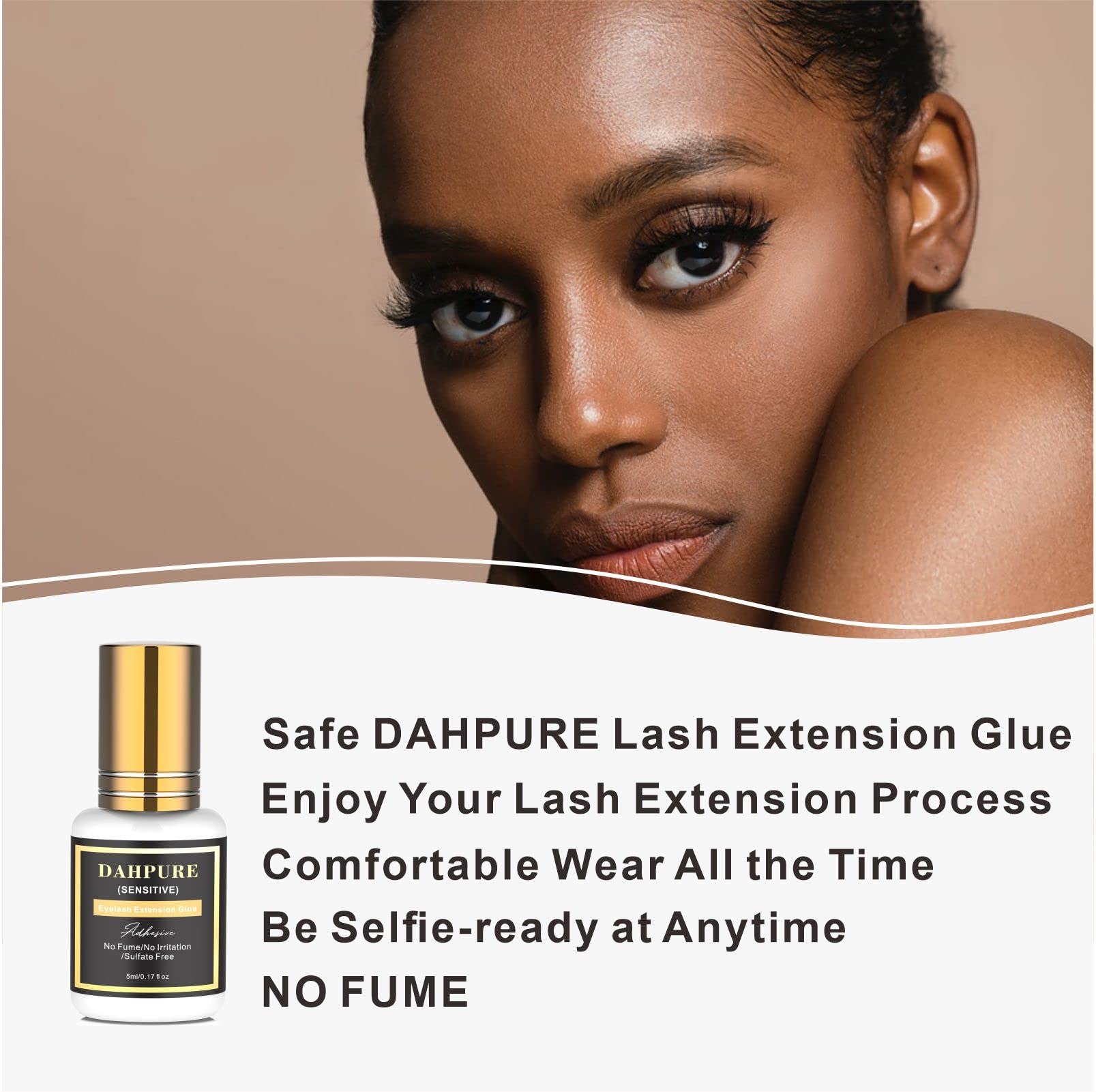 DAHPURE Lash Extension Glue Strong Hold Lash Glue for Eyelash Extensions No Fume No Irritation Long Lasting Drying Time 2-3 Seconds for Sensitive Eyes Eyelash Extension Supplies