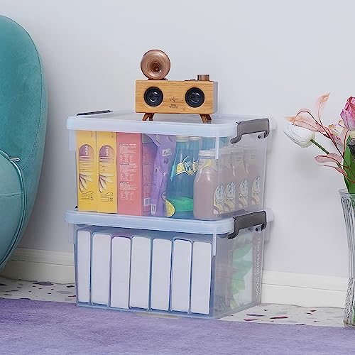 Citylife 22.2 Qt. Plastic Storage Bins with Lids Large Stackable Storage Containers for Organizing Clear Durable Storage Box, 4 Packs
