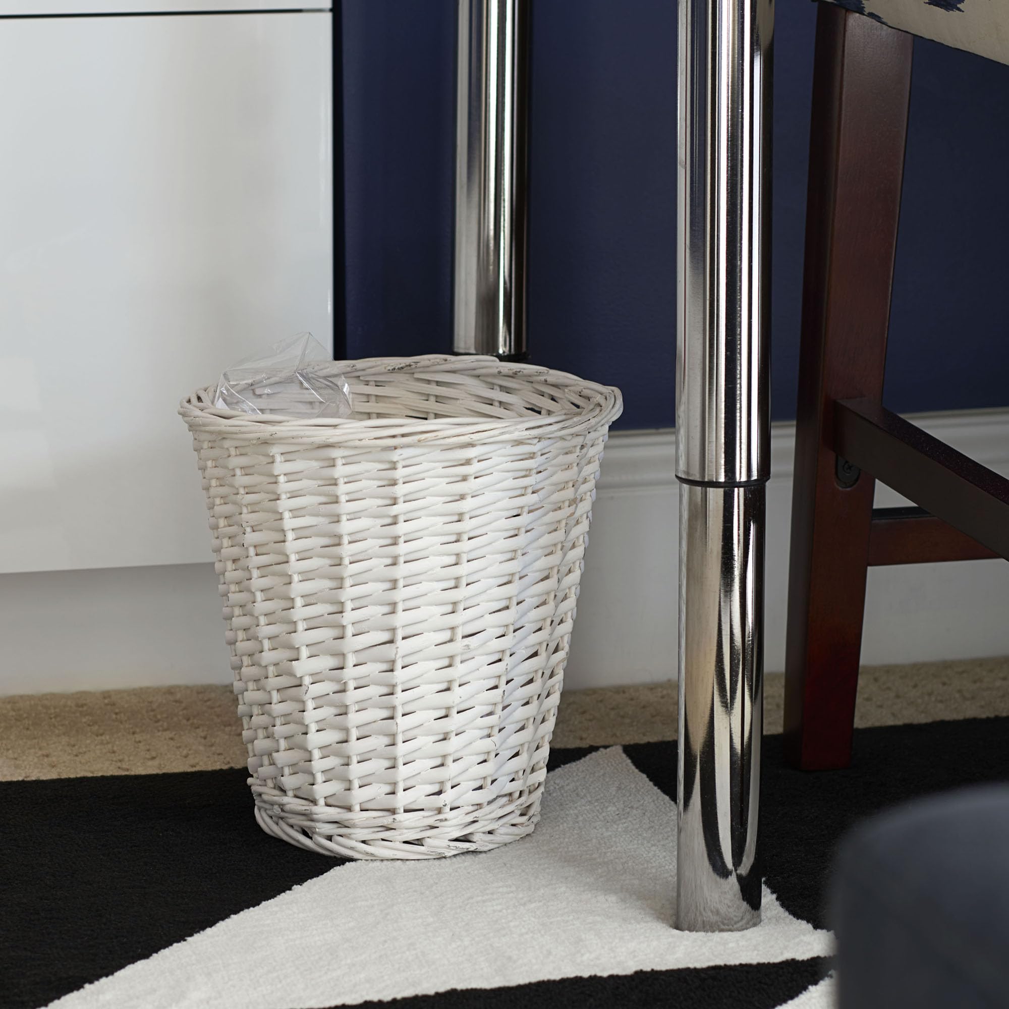 Household Essentials White Small Willow Wicker Waste Basket