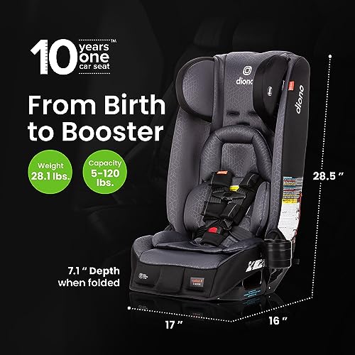 Diono Radian 3RXT Special Edition Slim Fit 3 Across All-in-One Convertible Car Seat, Rear Facing, Forward Facing and High Back Booster, Gray Stone