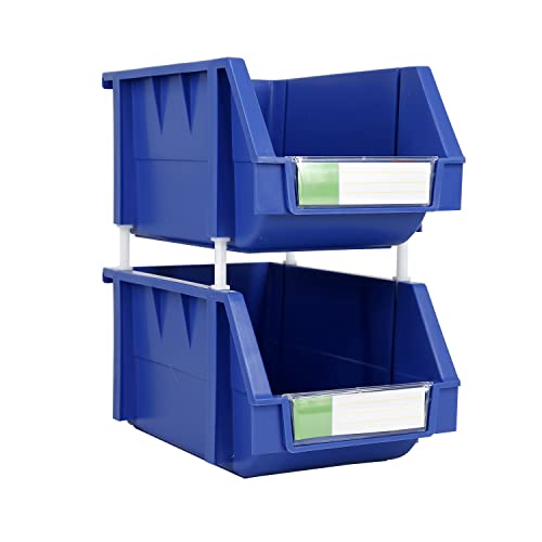 DJC Supply Blue Extra Small 3.5" X 5.2" X 2.1" Heavy Duty Thermoplastic Storage Bin, Stackable, Hangable, Side Connect (2 PACK)