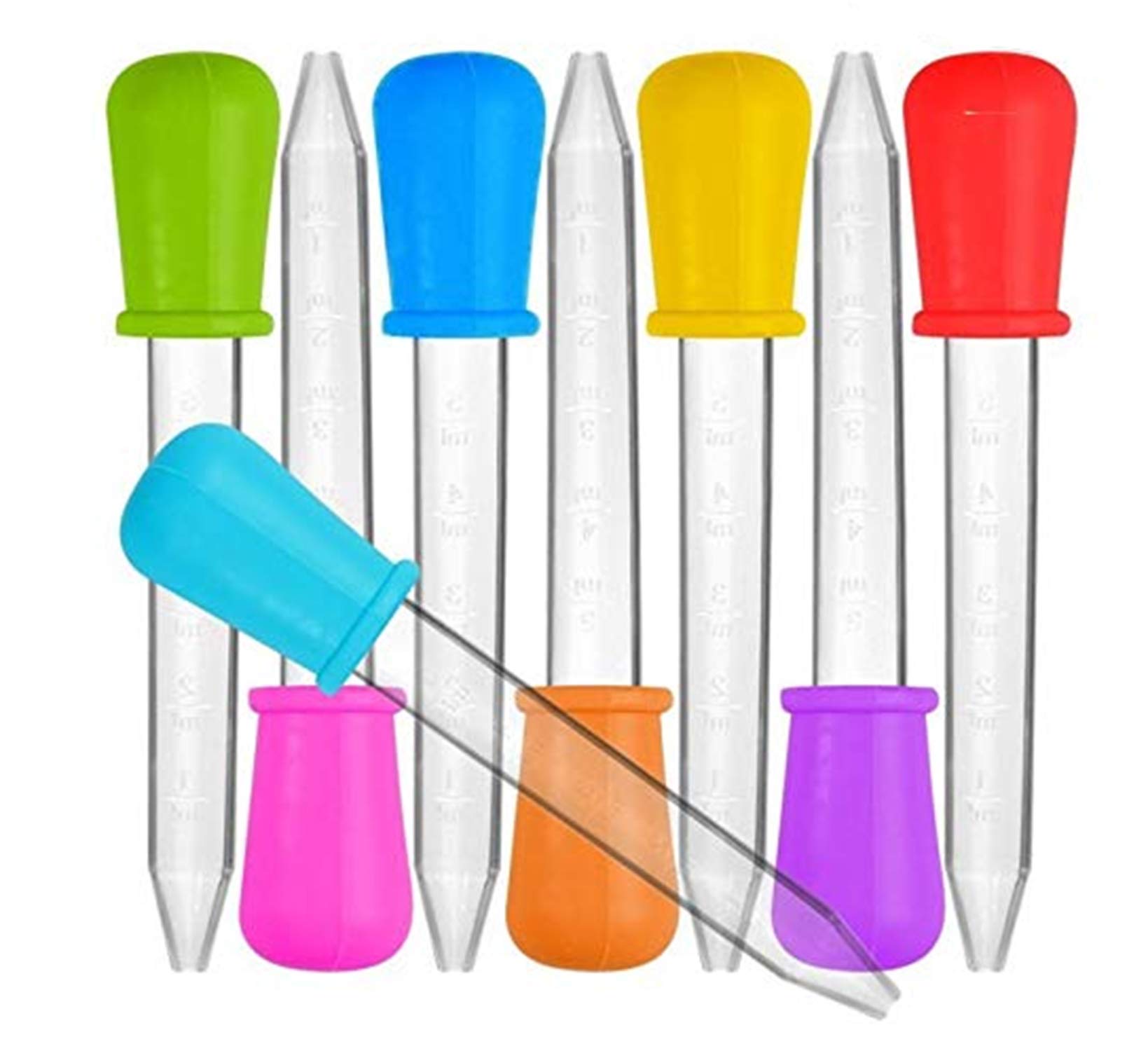 Gorse 12 Pack Liquid Droppers for Kids Silicone and Plastic Pipettes with Bulb Tip 5 ML Eye Dropper for Candy Molds