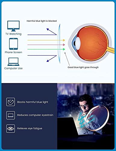 GUDVUE Blue Light Glasses for Men Rectangle Computer Glasses Gaming Eyeglasses, Black/Crystal PRO