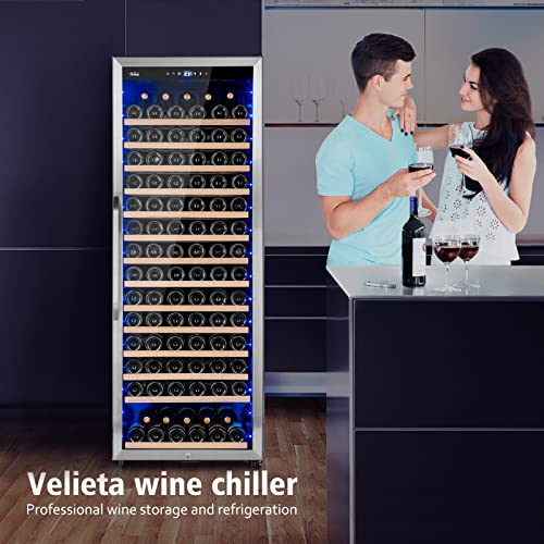 Wine Cooler Refrigerator, Velieta 179 Bottles Professional Wine Cellars with Powerful Compressor,Quiet Operation and Elegant Design for The Wine Enthusiast, silver, 23.5inchesĂ27.2inchesx62.9inches
