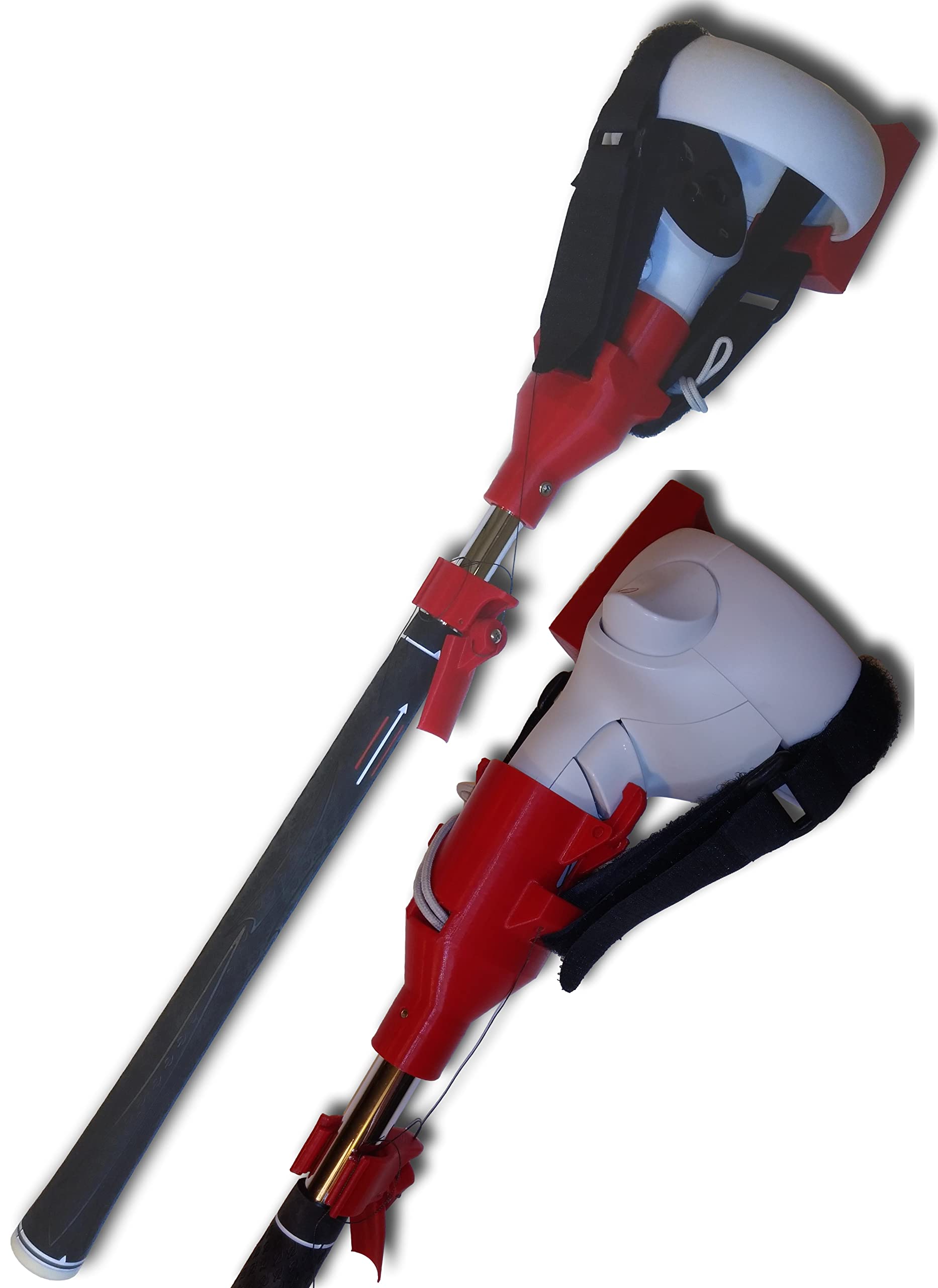 Birdie Stick Golf Club Adapter Handle with Grip Button Control for The Oculus/Meta Quest 2 VR Controller (Red)