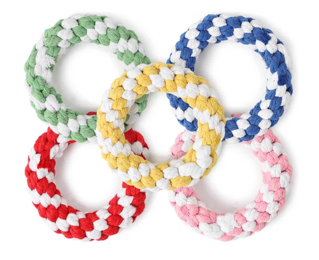 Dog Rope Donut Dental Chew Play Toy Braided for Bored, Teething Puppys and Dogs (Blue)