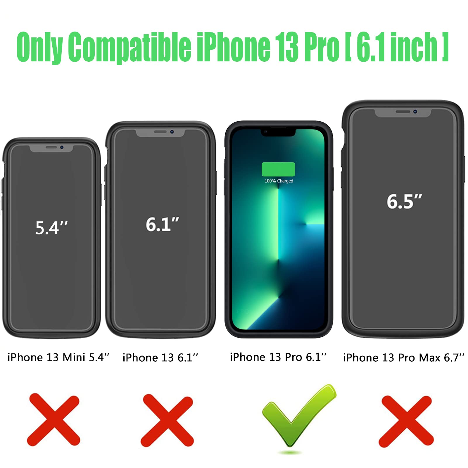 Battery Case for iPhone 13 Pro, 7000mAh Slim Portable Rechargeable Battery Pack Charging Case Compatible with iPhone 13 Pro (6.1 inch) Extended Battery Charger Case (Navy Blue)