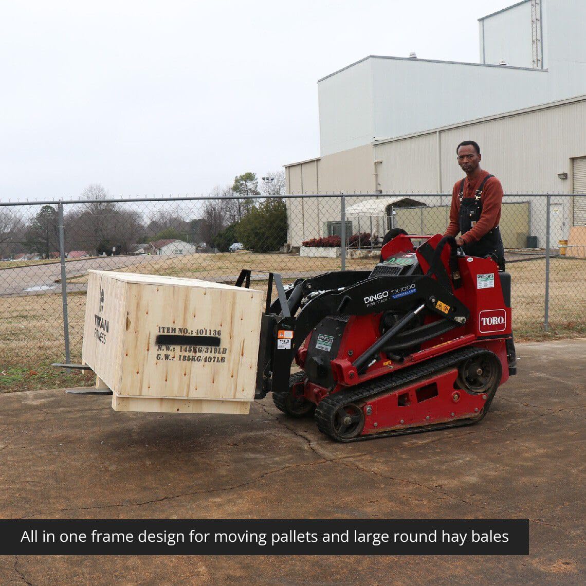 Titan Attachments Mini Skid Steer Pallet Fork Attachment, 48" Fork Blades, Rate 4,000 LB, Quick Tach Mounting