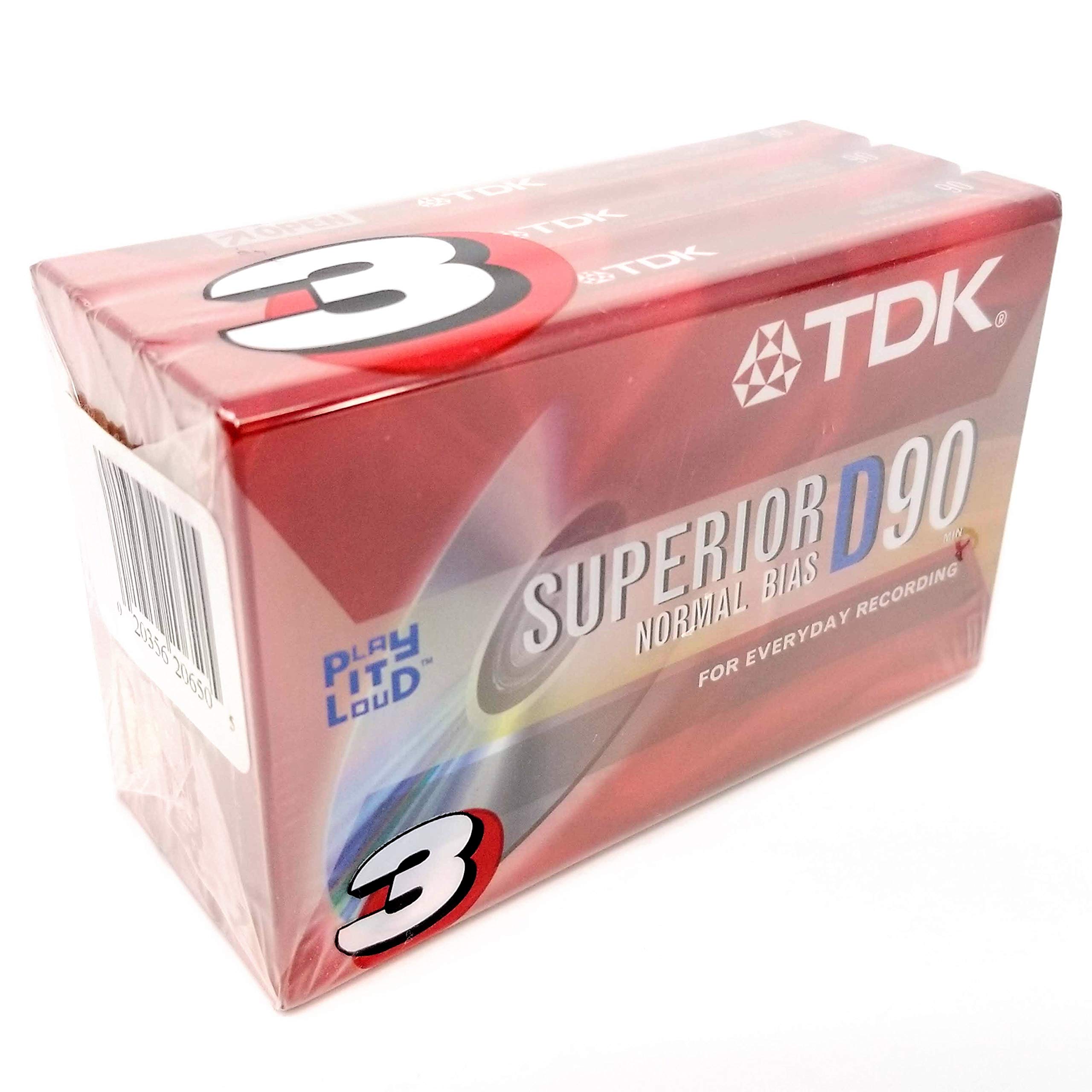 TDK D90 High Output 90 Minute IECI/Type I Cassette Tapes, Set of (3)