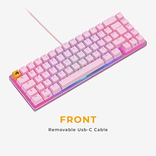 Glorious Gaming - Cute Pink Gaming Keyboard - Custom 65 Percent TKL Keyboard - Compact Low-Profile - Hot Swappable Mechanical Keyboard w/MX Keys - Double Shot Keycaps & Linear Switches