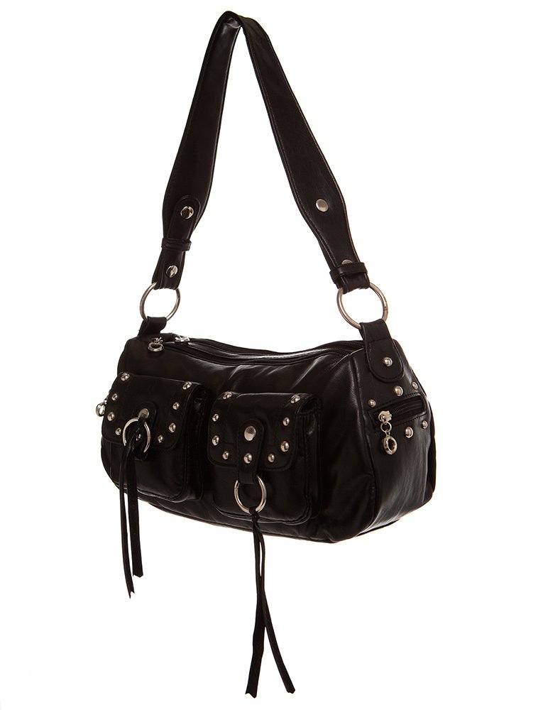 Handbags For All Fringe Structure Studded Hobo Shoulder Handbag