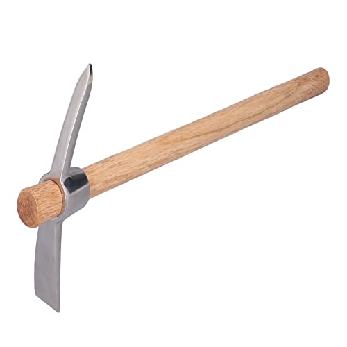 DAUERHAFT Hand Tiller, Convenient Hoe Garden Tool with Hardwood Handle, Easy to Use Stainless Steel Hand Cultivator, Digging Weeding for Storage and Use