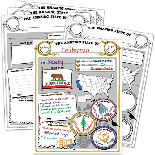 Teacher Created Resources Amazing State Poster Pack, Black, white, 17 x 22 Inch