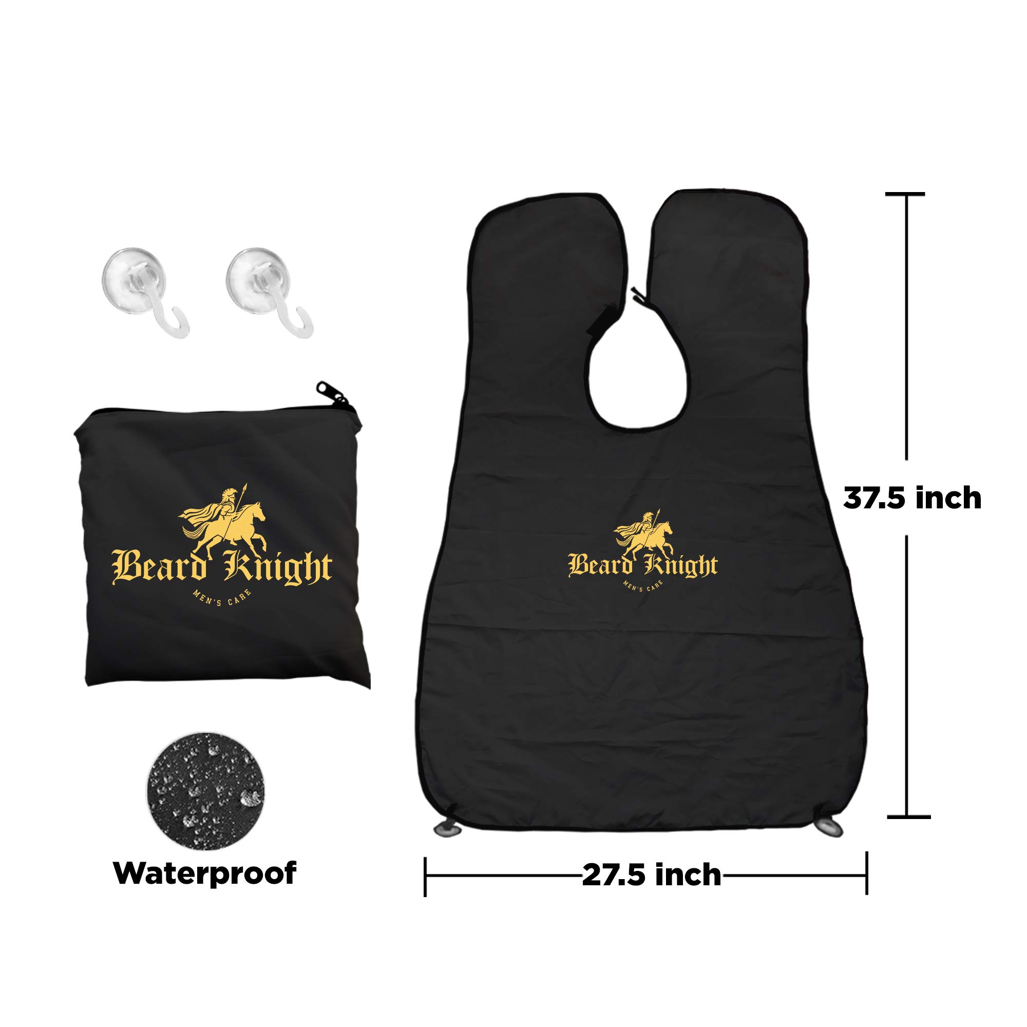 Beard Apron, Hair Clippings Catcher with Bag, Grooming Cape Apron, Beard Catcher for Shaving Trimming, Non-Stick Beard Cape- Black