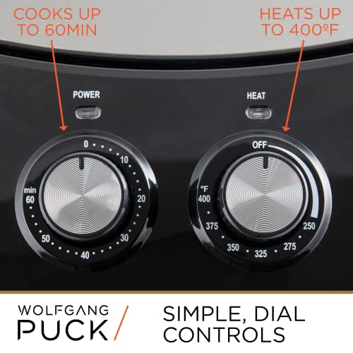 Wolfgang Puck 9.7QT Stainless Steel Air Fryer, Large Single Basket Design, Simple Dial Controls, Nonstick Interior, Includes Cooking Guide & Recipes