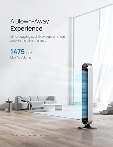 Dreo Tower Fan 42 Inch Pilot Max, 2023 Upgraded Smart Fans for home Works with Alexa/Google/App, 120° & Nomad One Tower Fan with Remote, 24ft/s Velocity Quiet Cooling Fan, 90° Oscillating 4 Speeds