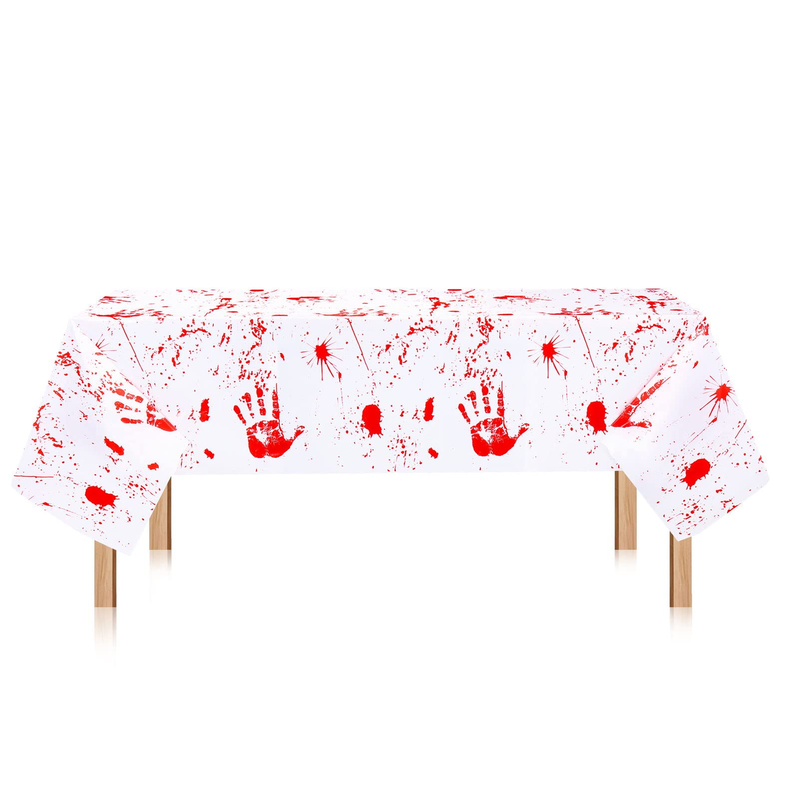Grabo Bloody Zombie Rectangular Tablecloth, 108 x54in, Polyethylene, White, Halloween Party Supplies Decoration