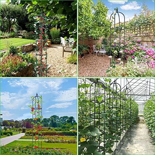 Garden Trellis for Climbing Plants, Tower Obelisk Garden Trellis 6.5ft Tall Plant Support Vine Supports Plant Tower for Climbing Vines and Flowers Stands 1 Pack