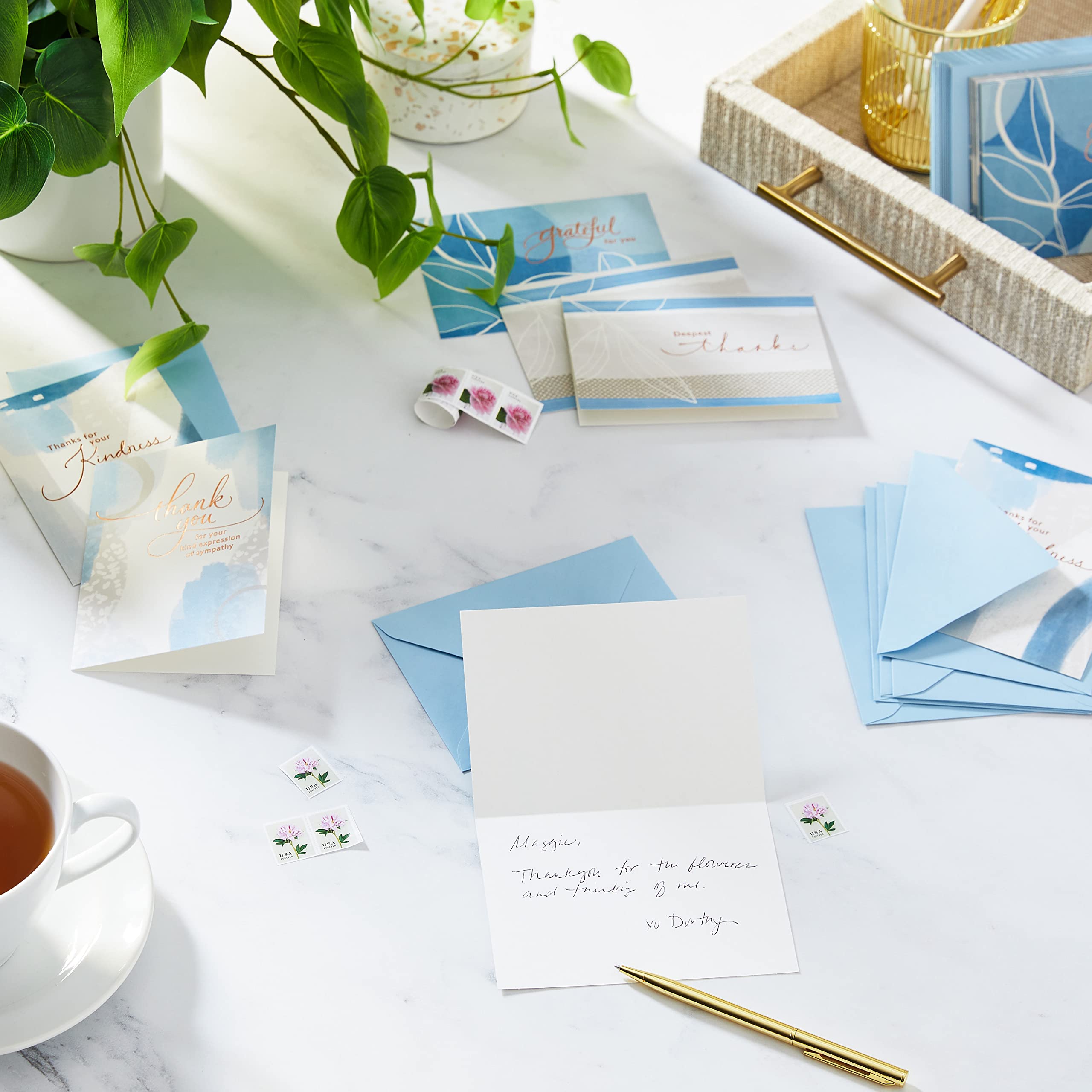 Hallmark Funeral Thank You Cards, Abstract Watercolor (24 Thank You for Your Sympathy Cards with Envelopes)
