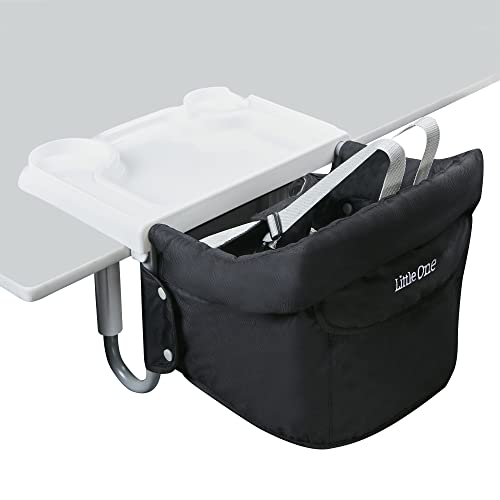 Little One Portable High Chair for Travel for Babies and Toddlers with 5-Point Harness and Tray β Baby Seat for Dining Table, Counter Height, Restaurant, Camping β Foldable and Compact (Black)
