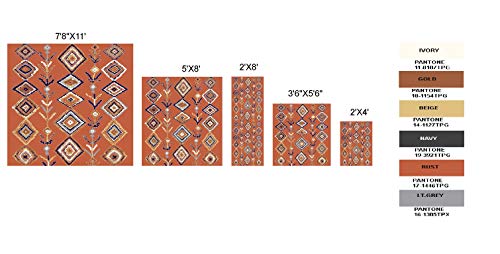 Furnish my Place Moroccan Diamond Rug - 7 ft. 8 in. x 11 ft, Rust, Geometric, Accent Rug with Transitional Style