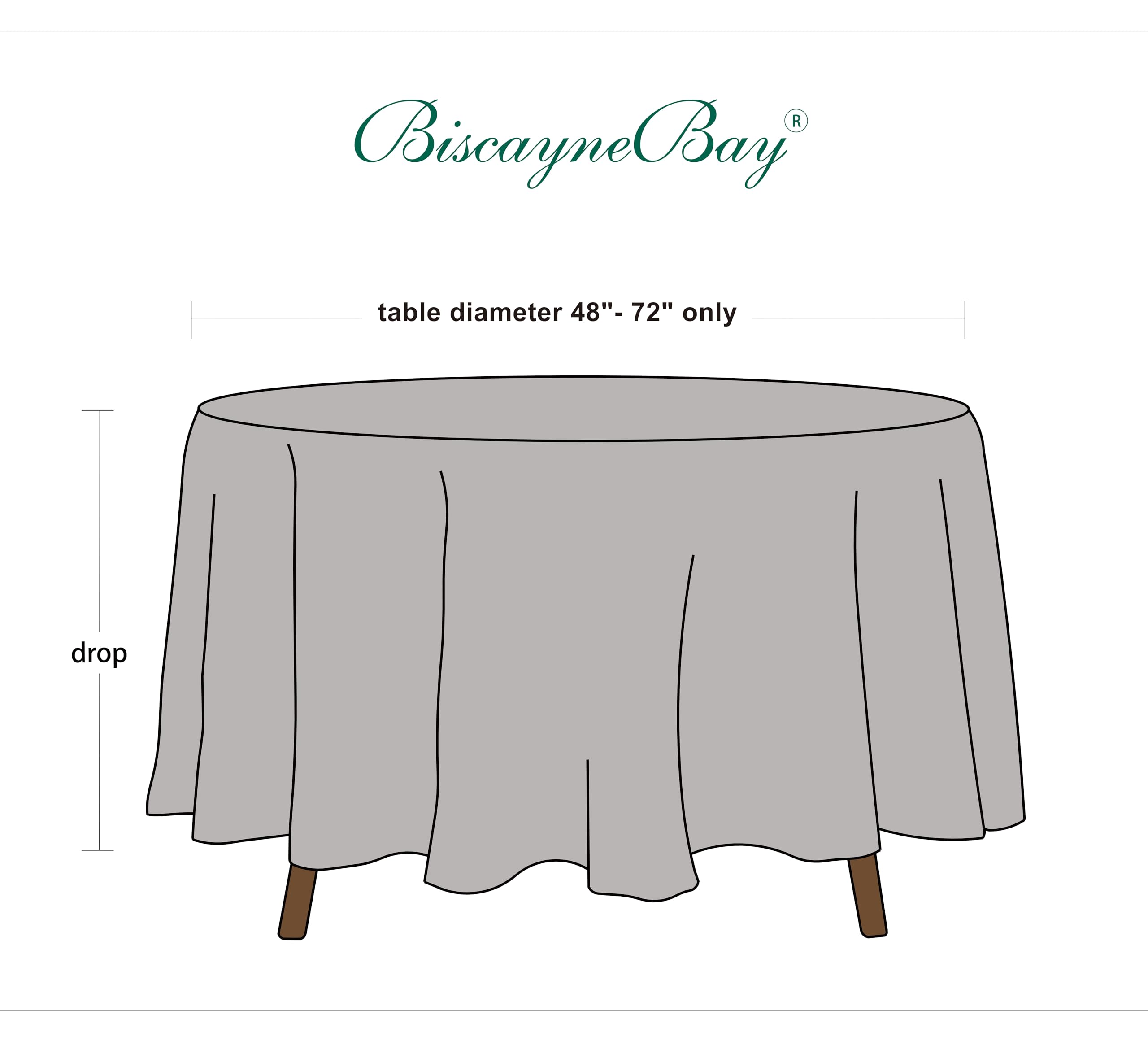 Biscaynebay Textured Fabric Tablecloths 108" Round for Tables' Diameters from 48" to 72", Navy Water Resistant Washable Tablecloths for Dining, Kitchen, Wedding & Parties etc.