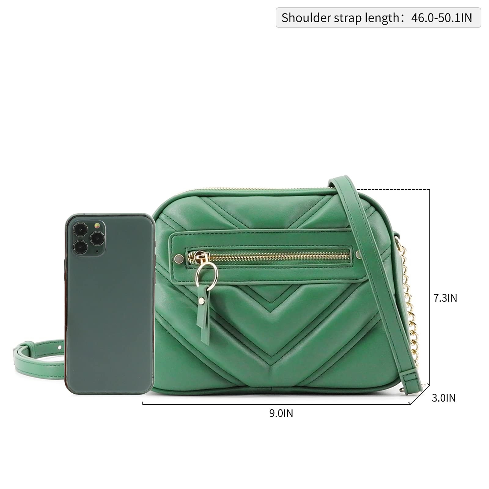 MAXWISE Women Zipper Pocket Crossbody Bag Shoulder Purse Fashion Travel Bag with Multi Pockets (Green)
