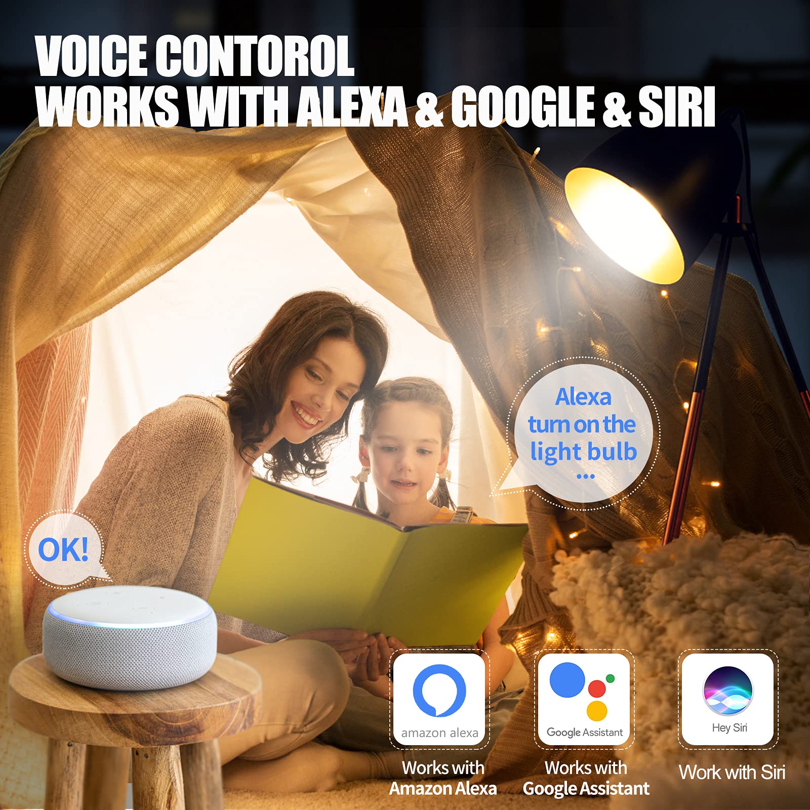Boxlood Smart Light Bulbs, WiFi Smart Bulbs That Work with Alexa Echo Google Home Siri, No Hub Required, RGB Color Changing, Warm White to Cool White Tunable, Dimmable 9W=80W Equivalent A19 E26 2Pack