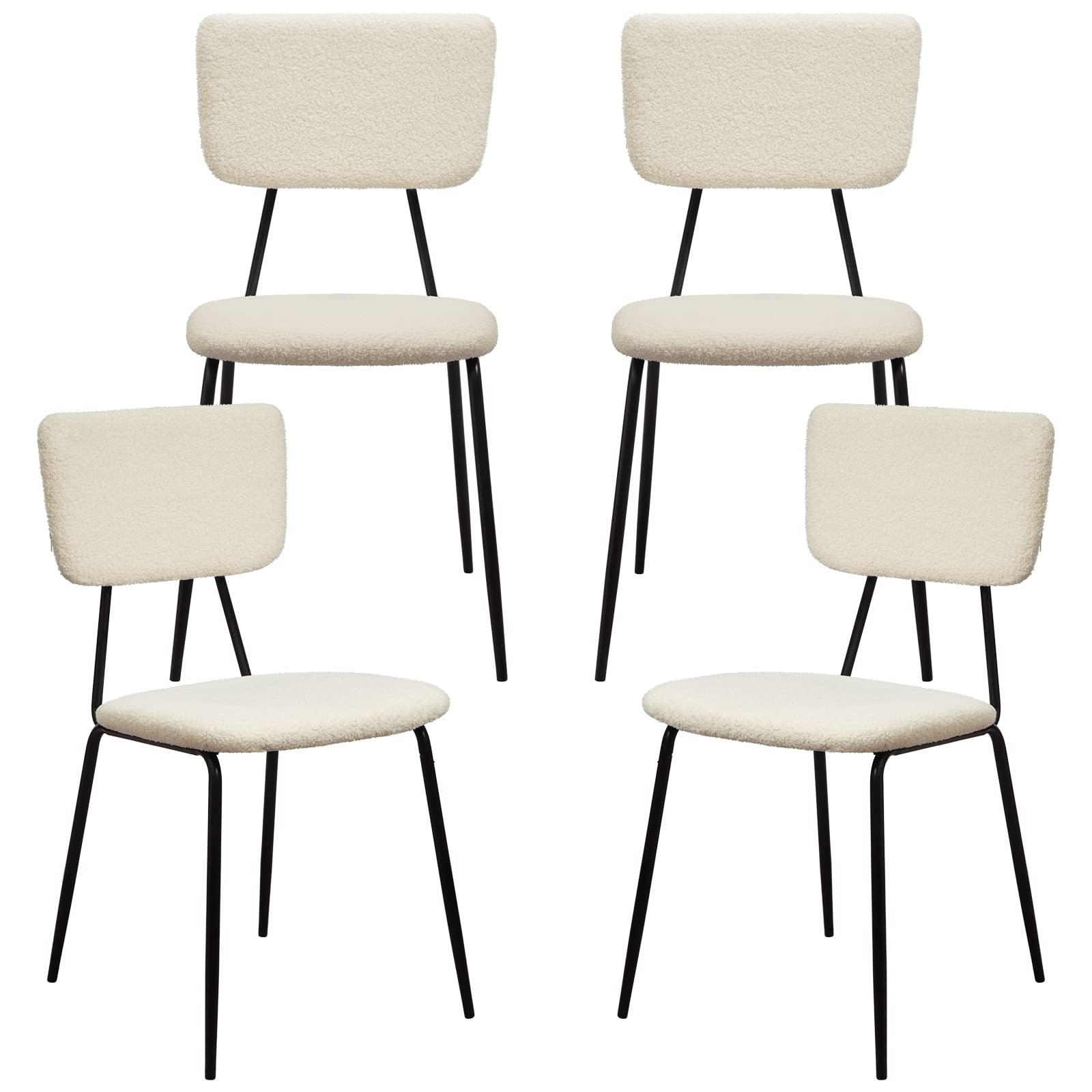 Bacyion Dining Room Chairs Set of 4 - Modern Boucle Fabric Kitchen Chairs, Dining Chairs with Metal Legs for Dining Room, Kitchen, Living Room